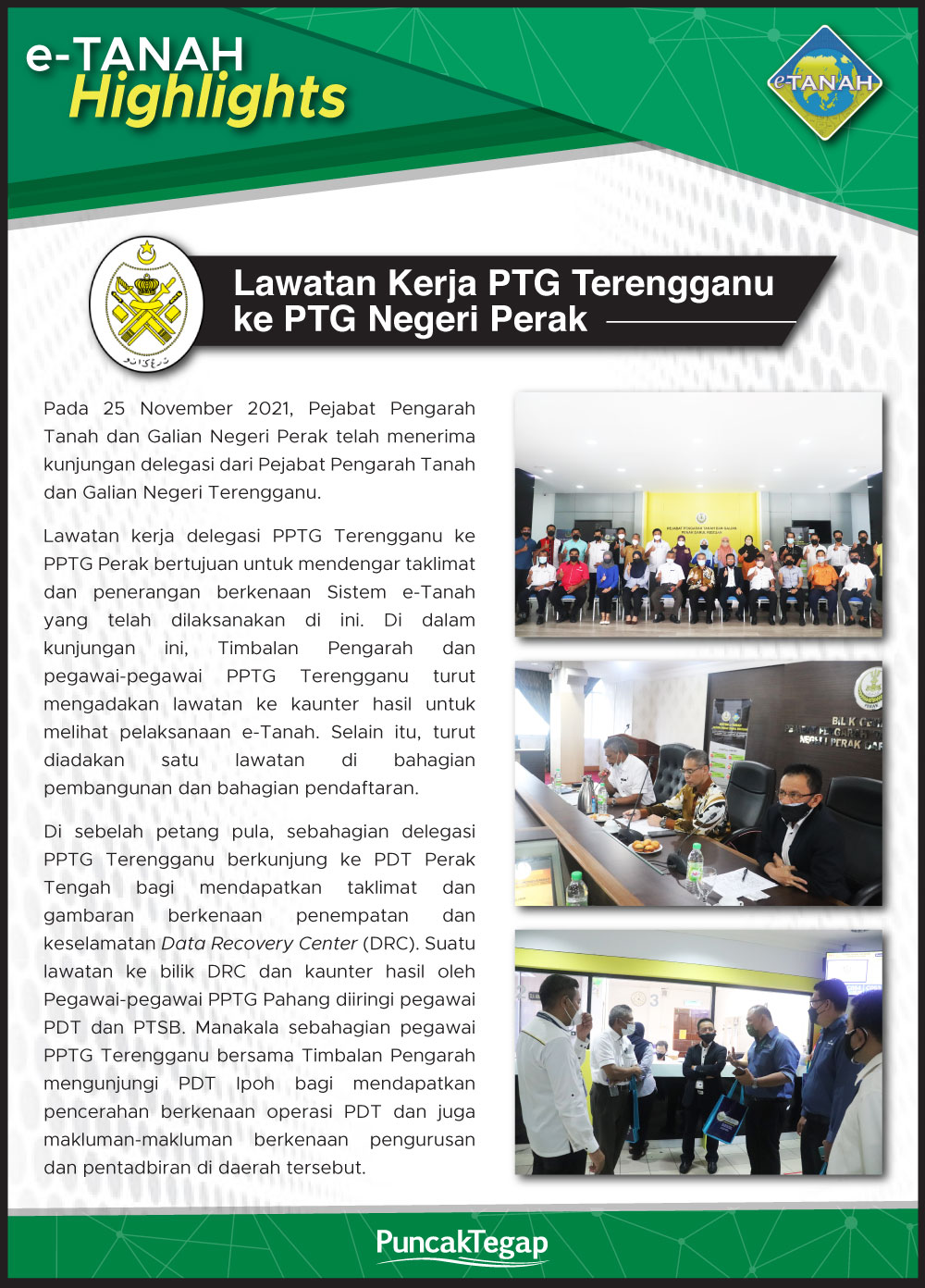 Lawatan Kerja PTG Terengganu ke PTG Perak – Puncak Tegap SDN BHD